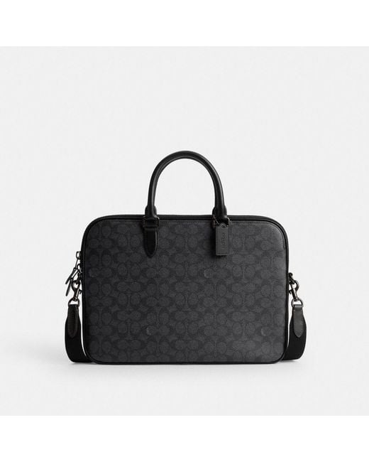COACH Gotham Slim Briefcase In Signature Canvas in Black for Men | Lyst