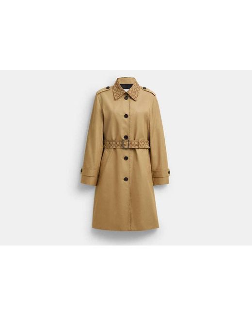 COACH Trench Coat With Signature Piping in Natural | Lyst UK