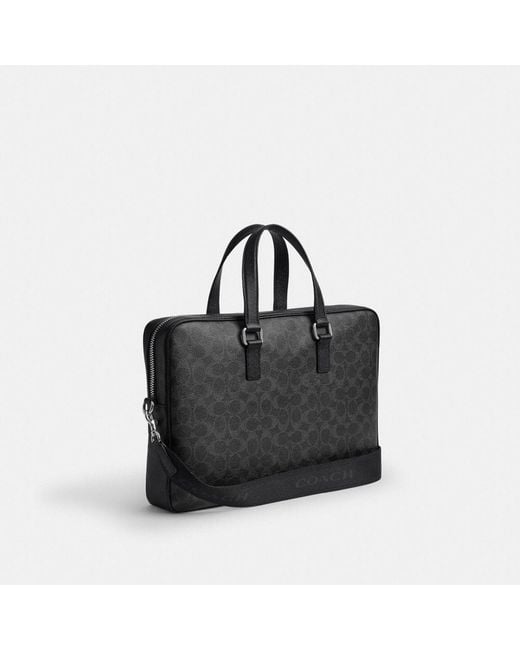 COACH Caden Brief Bag In Signature Canvas in Black for Men | Lyst