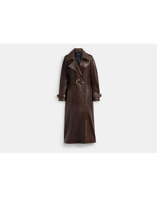 COACH Heritage C Double Breasted Leather Trench Coat in Black | Lyst UK