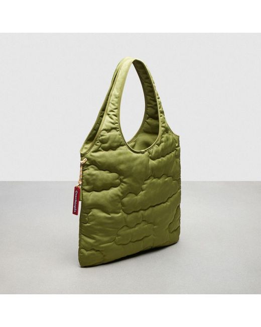 COACH Topia Loop Flat Tote With Plaid Cloud Quilting in Green | Lyst