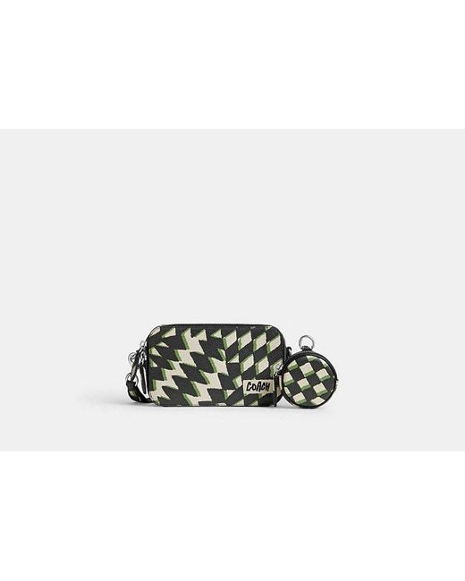 COACH Charter Slim Crossbody Bag With Geo Check Print in Black for Men ...