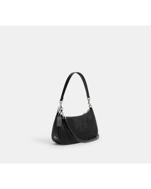 COACH Crystal Fabric Shoulder Bag in Black | Lyst UK