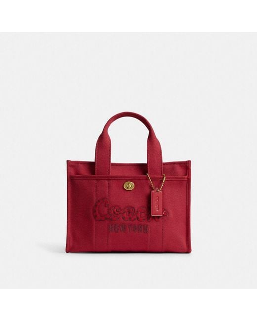 COACH New Year Cargo Tote Bag 26 With Snake Script in Red | Lyst