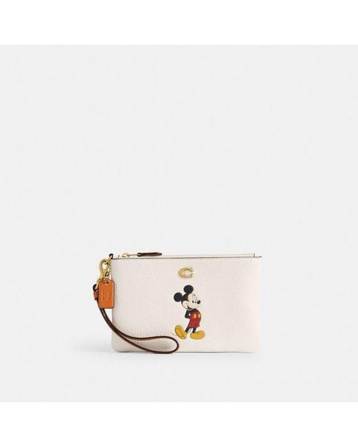 COACH Disney X Small Wristlet In Regenerative Leather With Mickey Mouse ...