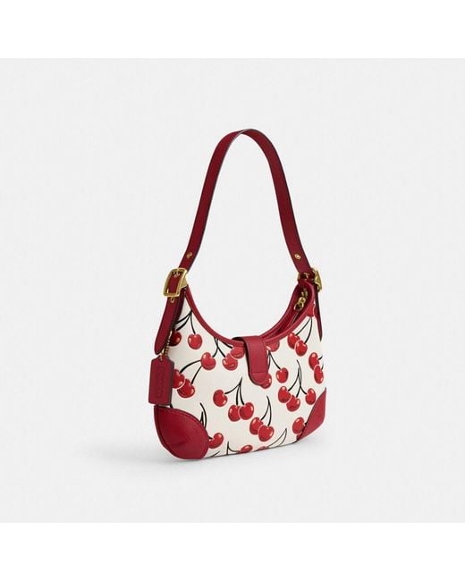 COACH Hamptons Hobo Bag With Cherry Print in Red | Lyst