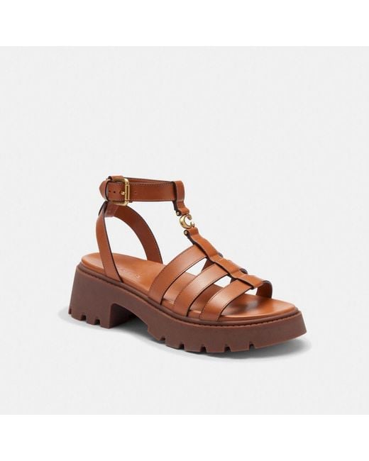 COACH Sculpted C Platform Fisherman Sandal in Brown | Lyst