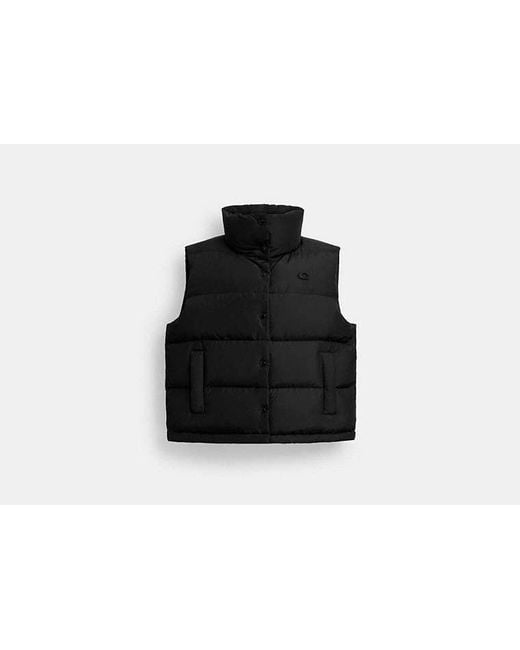 COACH Puffer Jacket Vest in Black | Lyst