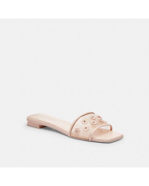 COACH Flat Sandal With Tea Rose in Pink | Lyst
