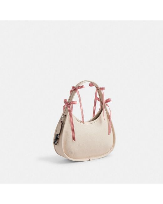 COACH Ergo Bag In Pebbled Topia Leather With Gingham Bows in Pink | Lyst