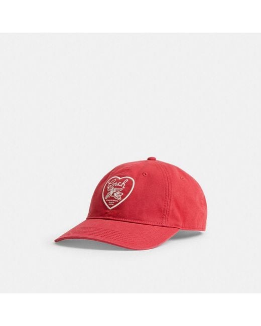 COACH Pegasus Print Baseball Hat in Red | Lyst