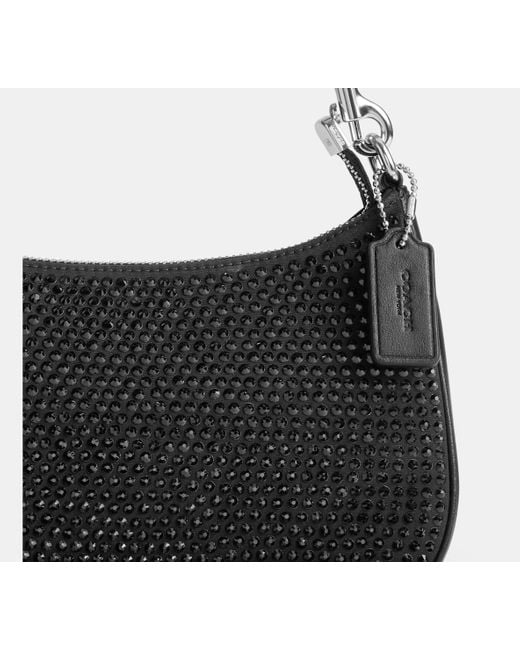 COACH Crystal Fabric Shoulder Bag in Black | Lyst UK