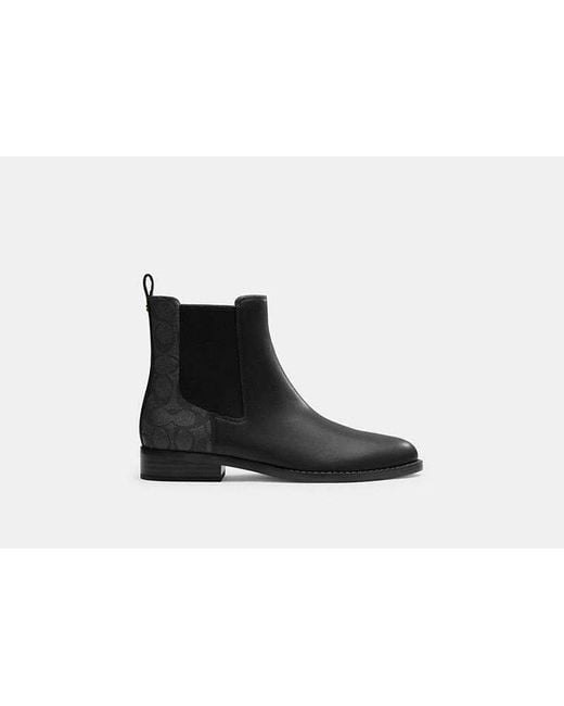 COACH Signature Canvas Slip-On Ankle Booties in Black | Lyst