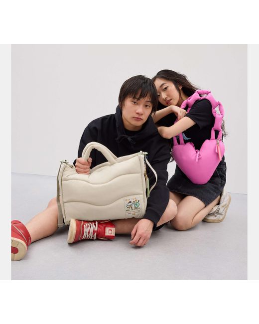 COACH Coachtopia Loop Puffy Heart Bag in Black | Lyst UK