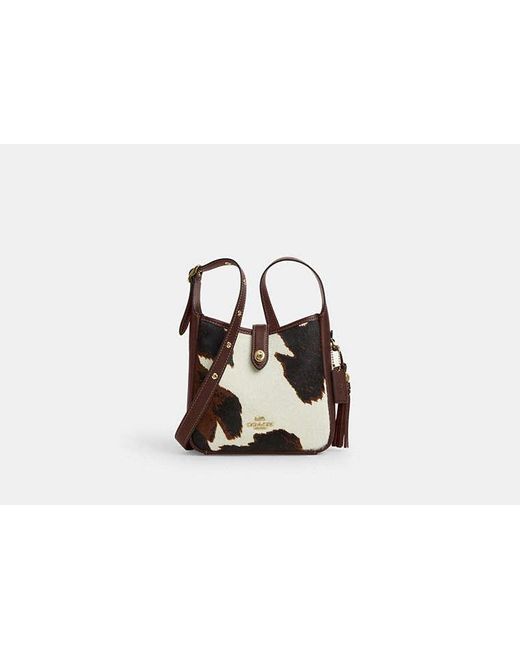 COACH Hadley Mini Crossbody Bag With Cow Print And Tassel in Black ...