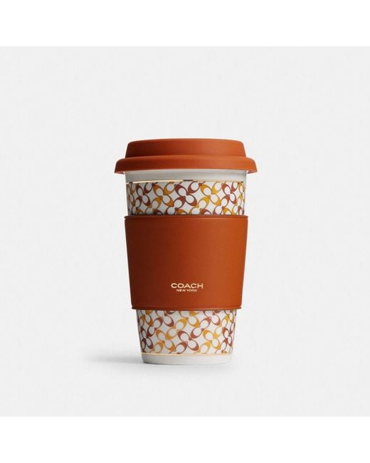 COACH Signature Hot Lidded Cup in Brown | Lyst