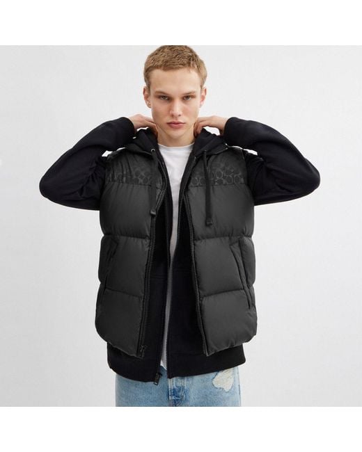 COACH Down Puffer Vest In Recycled Polyester in Black for Men | Lyst