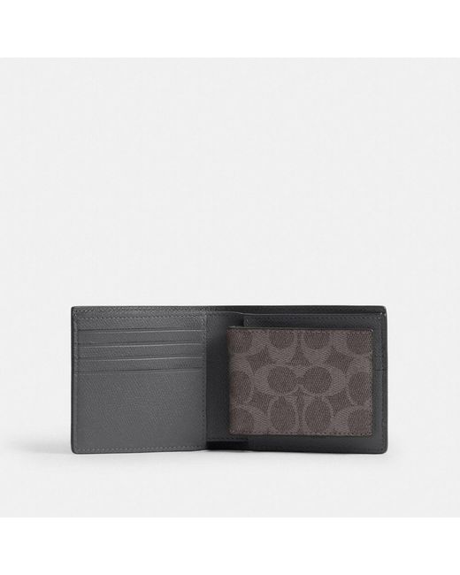 COACH 3-in-1 Wallet In Signature Canvas in Gray for Men | Lyst