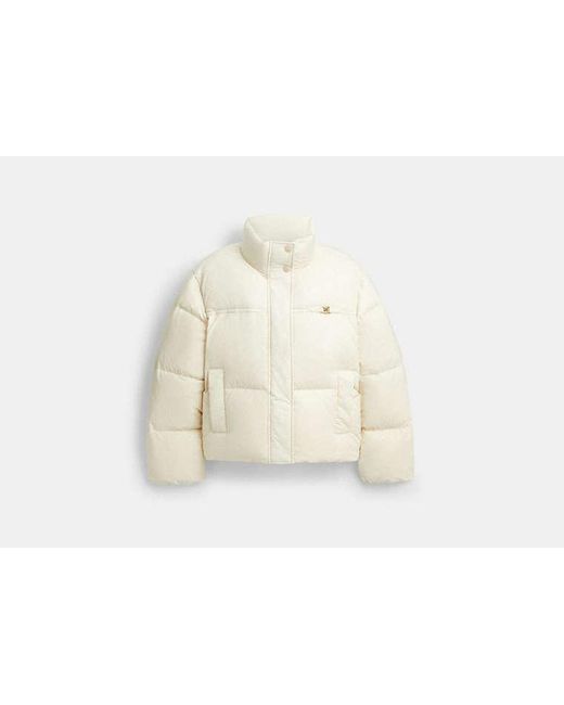 COACH Heritage C Cropped Puffer Jacket in Black | Lyst UK