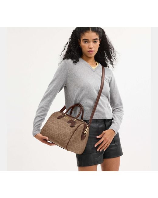 COACH Rowan Large Satchel Bag In Signature Canvas in Black | Lyst UK