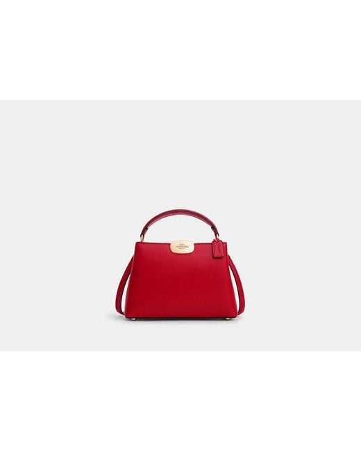 COACH Leather Mini Carryall Bag in Red | Lyst