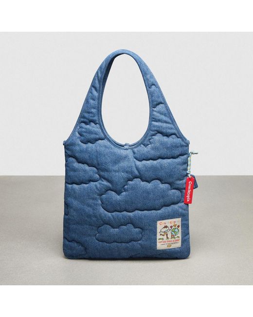 COACH Flat Tote With Cloud Quilting in Blue | Lyst