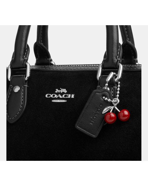 COACH Mini Rowan Crossbody Bag With Cherry Charm in Black | Lyst UK