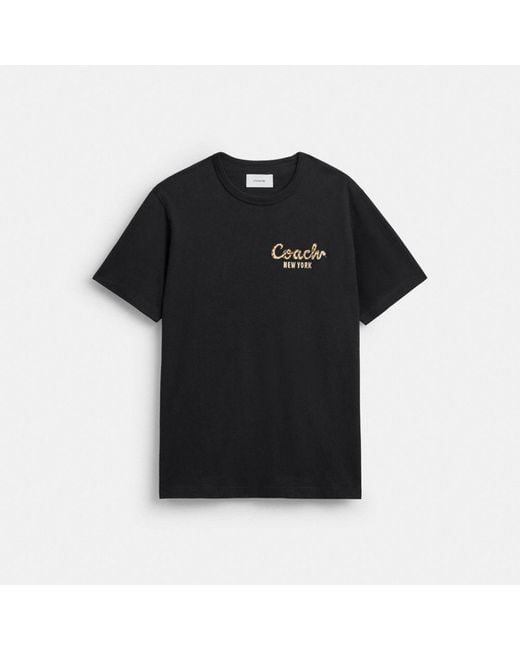 COACH New Year Snake Script T Shirt In Organic Cotton in Black for Men ...