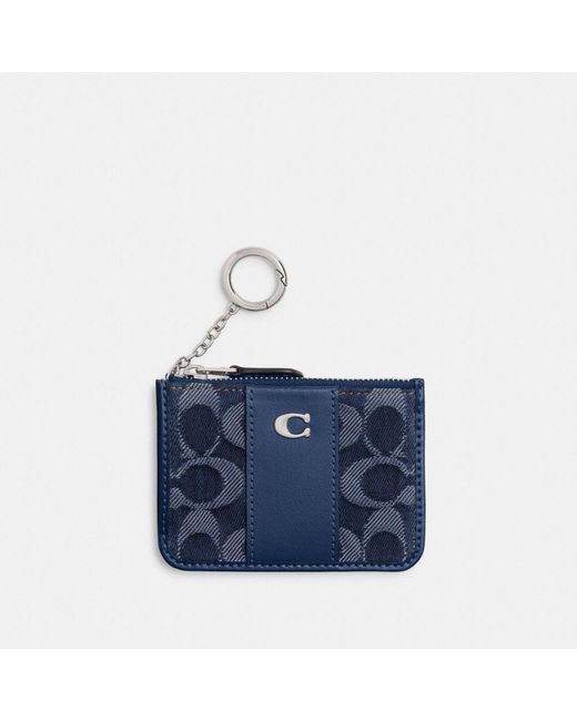 COACH Essential Mini Id Card Case In Signature Denim in Blue | Lyst