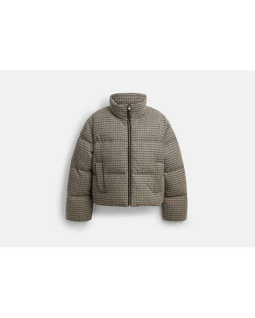 COACH Wool Puffer Jacket in Black | Lyst UK