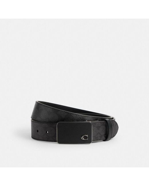 COACH Signature Plaque Buckle Cut To Size Reversible Belt, 38mm in ...