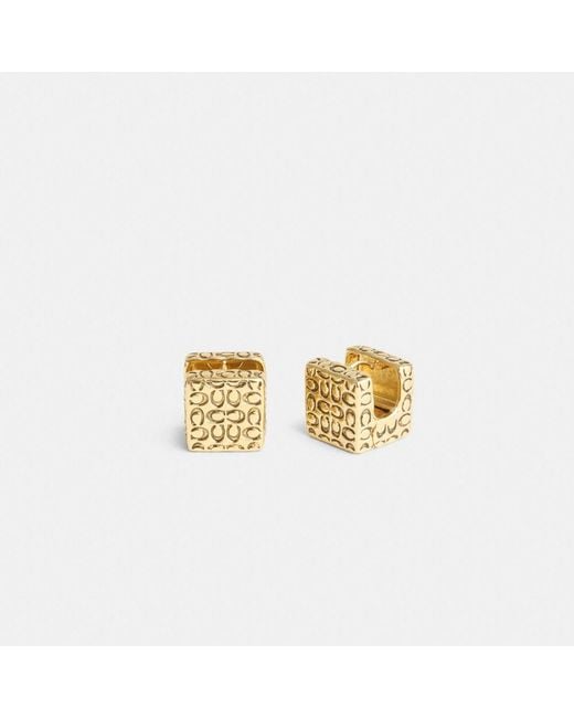 COACH Quilted Cube Earrings in Metallic | Lyst