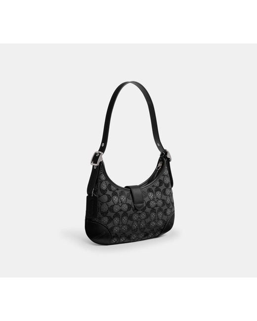 COACH Hamptons Hobo Bag In Crystal Signature Jacquard in Black | Lyst UK