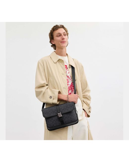 COACH League Messenger Bag - Grey | Leather in Black for Men | Lyst UK
