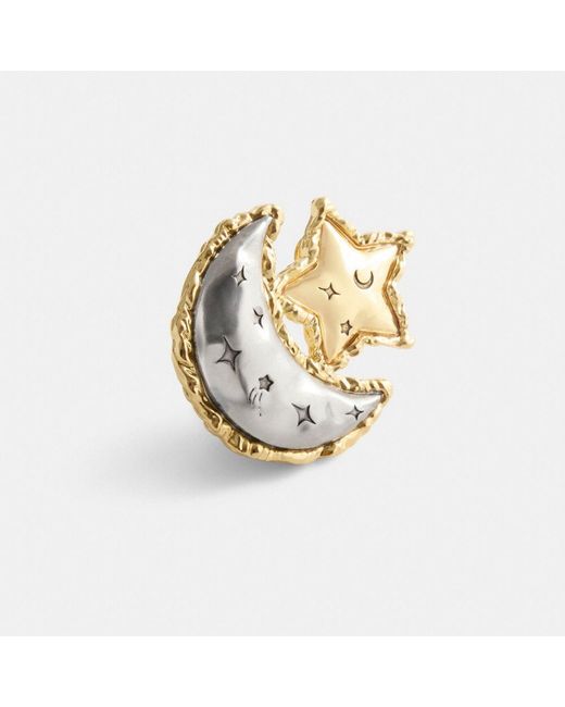 COACH Moon And Star Brooch in Metallic | Lyst