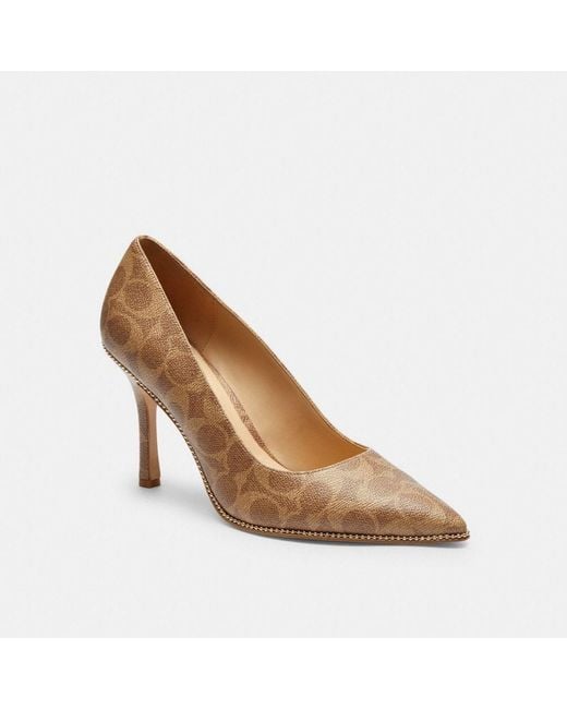 COACH Samantha Pump In Signature Canvas in Brown | Lyst