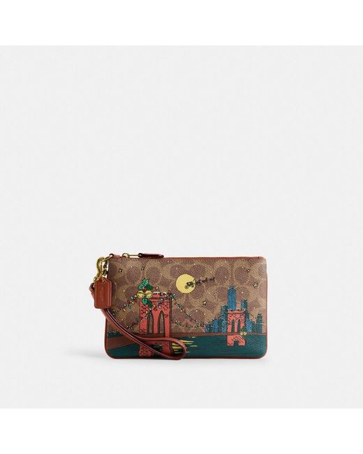 COACH Holiday Essential Small Wristlet In Signature Canvas With ...