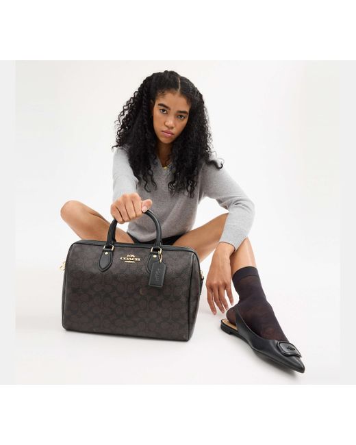 COACH Rowan Large Satchel Bag In Signature Canvas in Black | Lyst UK