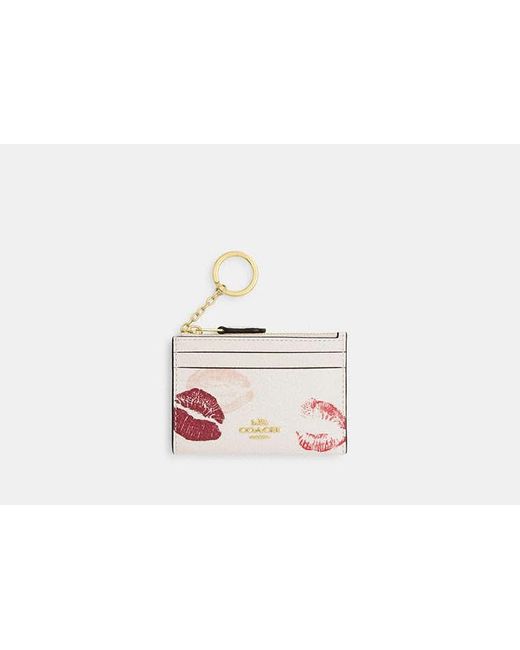 COACH Mini Id Skinny Case With Lips Print in Black | Lyst