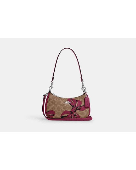 COACH Teri Mini Crossbody Bag In Signature Canvas With Bow Print in ...