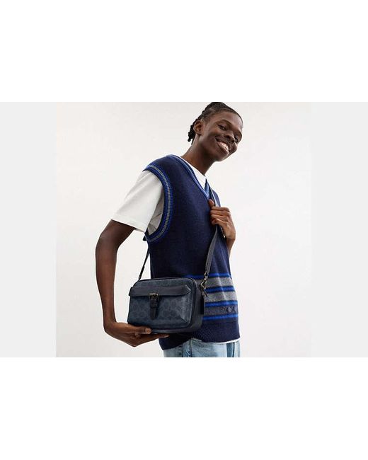 COACH Warner Crossbody Bag In Signature Canvas in Black for Men | Lyst