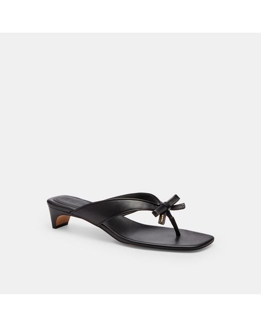 COACH Bow Thong Kitten Heel in Black | Lyst