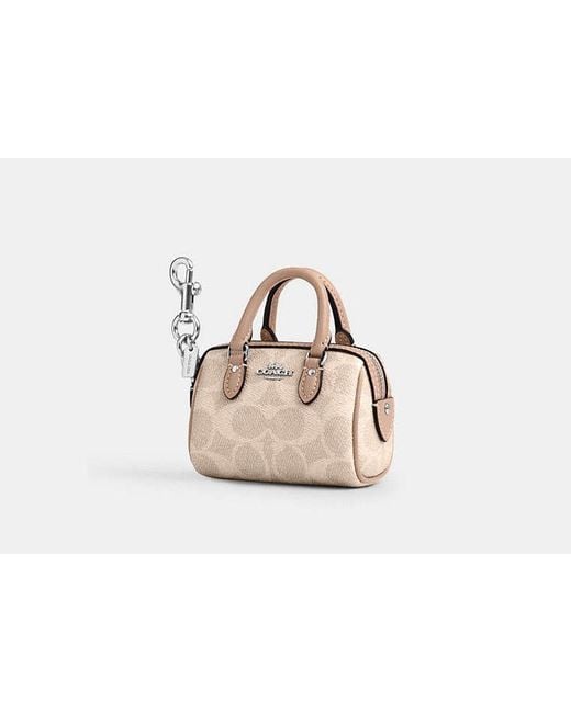 COACH Mini Rowan Bag Charm In Signature Canvas in Black | Lyst