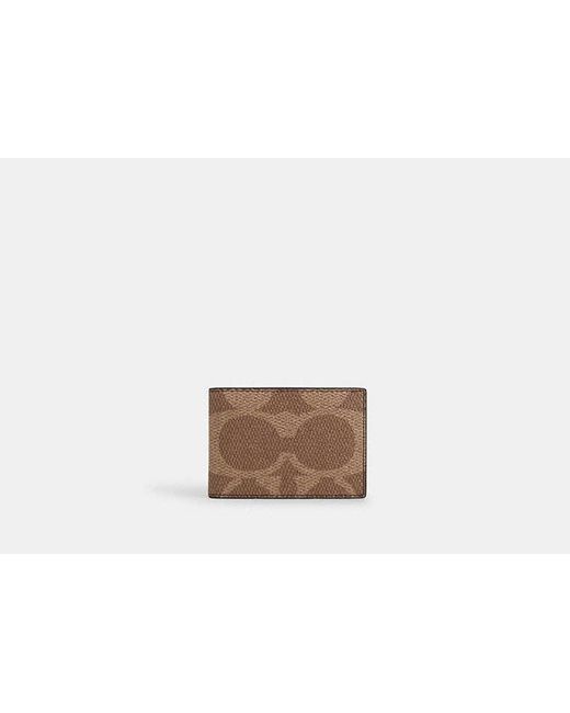 COACH Compact Billfold Wallet In Blocked Signature Canvas in Black for ...