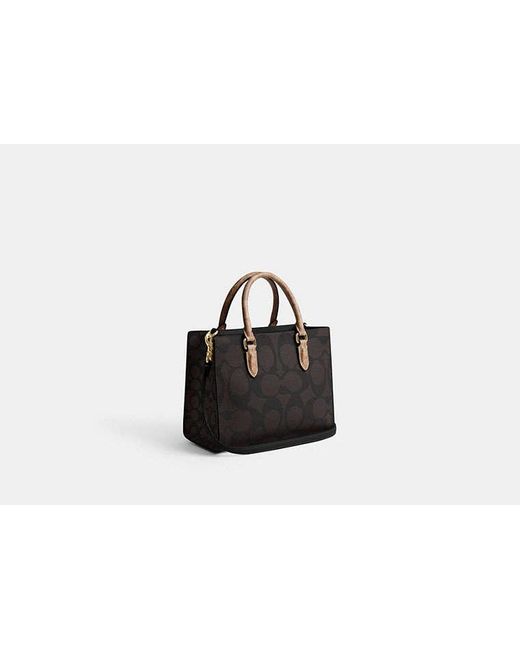 COACH Maggie Small Tote Bag In Blocked Signature Canvas in Black | Lyst