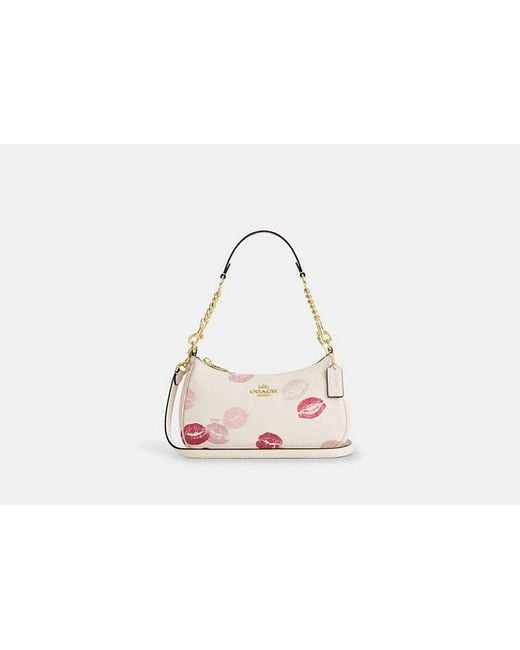 COACH Teri Shoulder Bag With Lips Print in Black | Lyst
