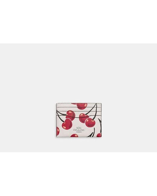 COACH Slim Id Card Case With Cherry Print in Black | Lyst