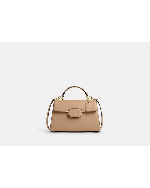 COACH Eliza Top Handle With Leather Covered Closure in Black | Lyst