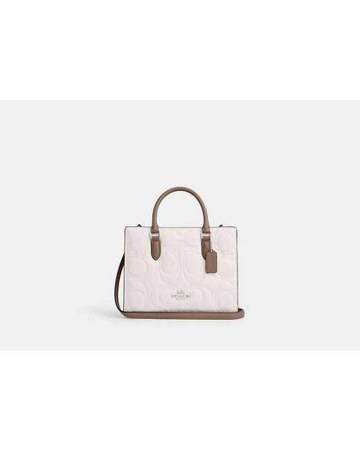 COACH Maggie Small Tote Bag In Blocked Signature Leather in Black | Lyst