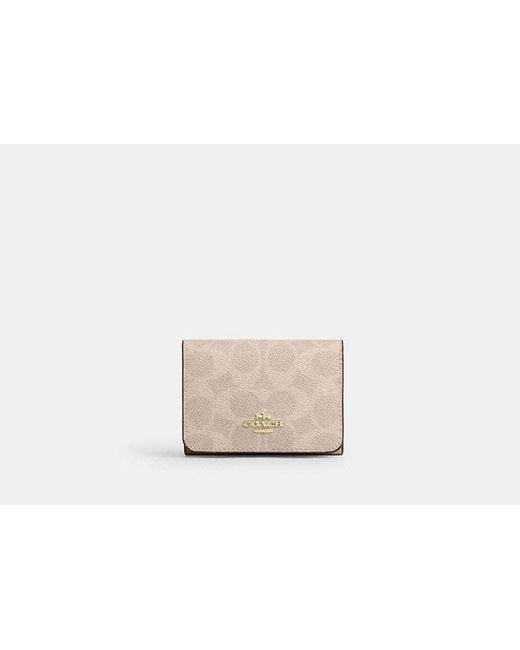 COACH Card Holder Wallet In Blocked Signature Canvas in White | Lyst